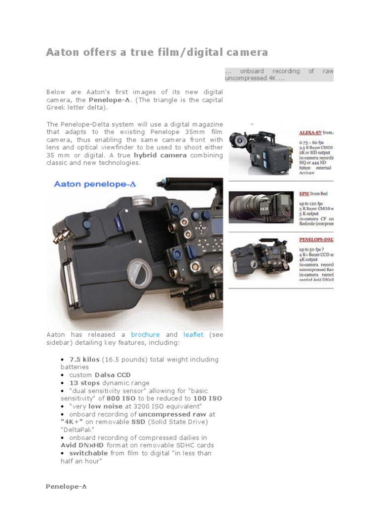 Aaton Offers A True Film | PDF | Camera | Digital Camera