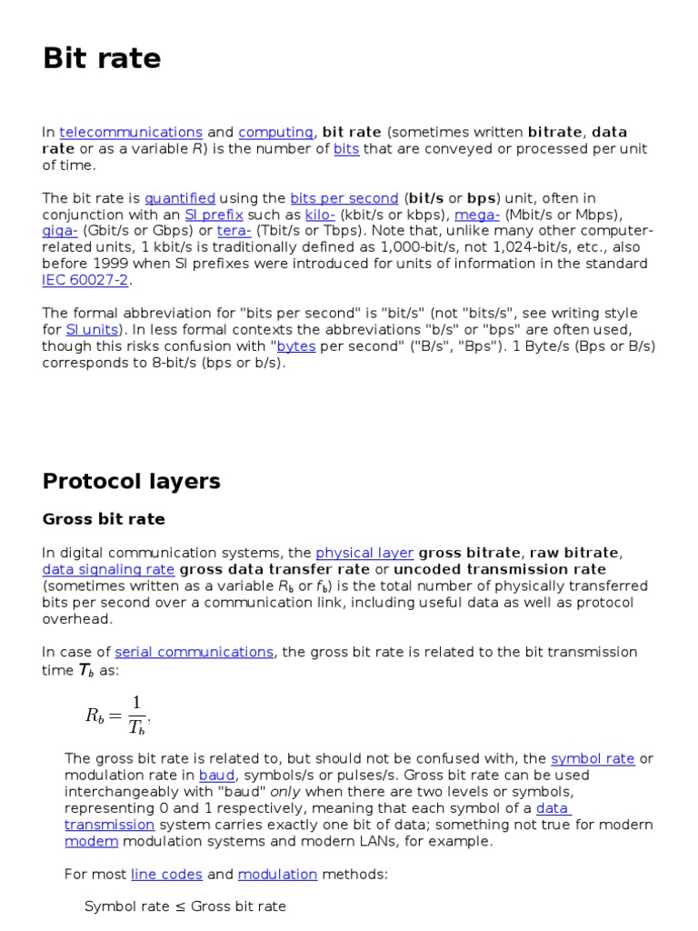 Bit Rate | PDF | Bit Rate | Digital Technology