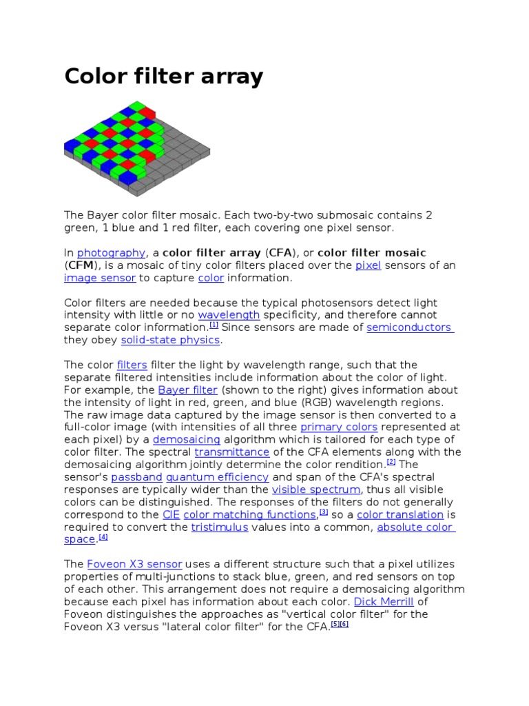 Color Filter Array | PDF | Vision | Imaging