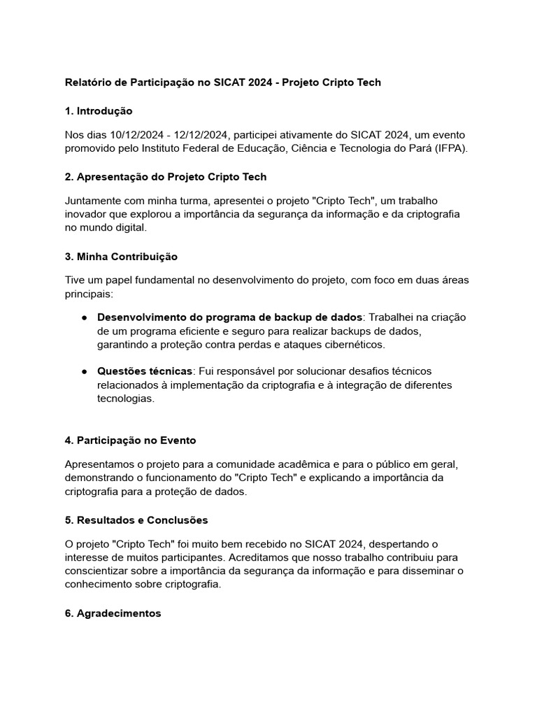 Relatório SICAT - Arthur Dos Reis Medeiros | PDF