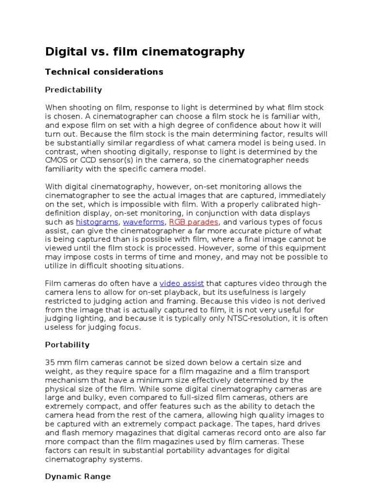 Digital Vs Film | PDF | Cinematography | Image Resolution