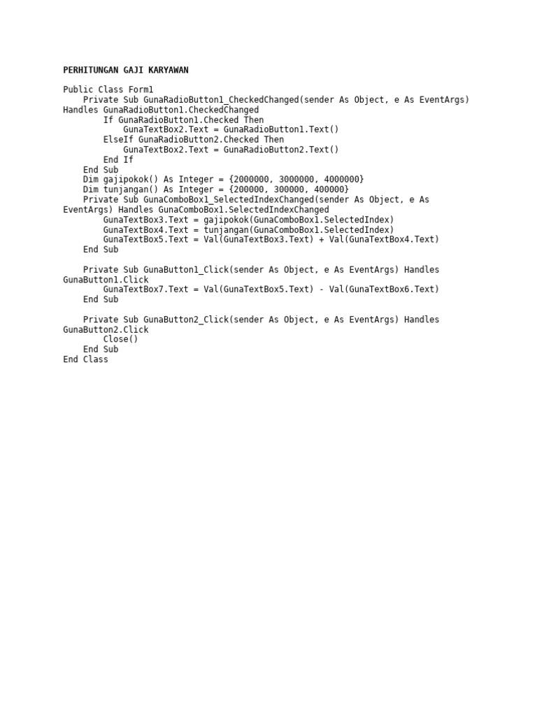 PERHITUNGAN GAJI KARYAWAN | PDF