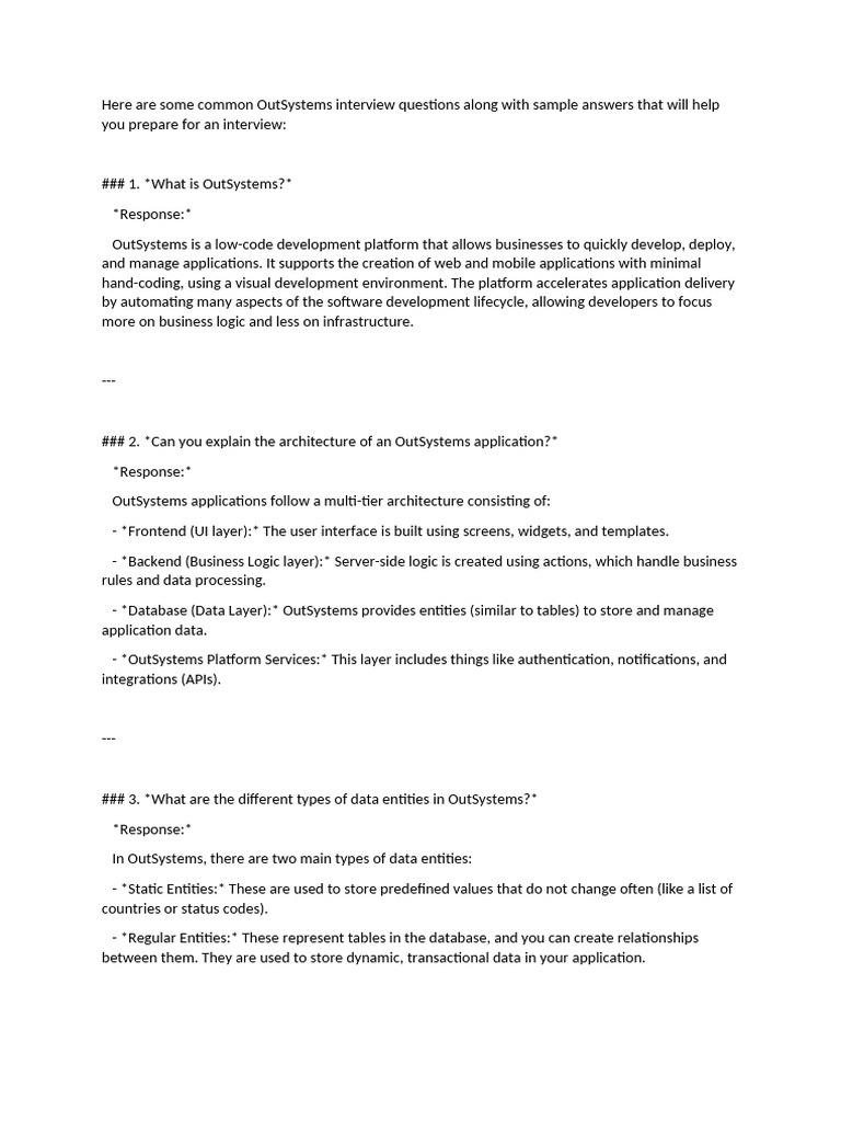 Here Are Some Common OutSystems Interview Questions Along With Sample ...