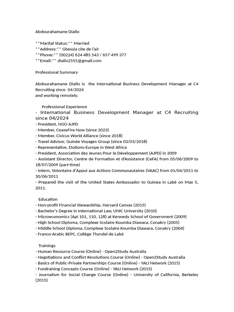 Abdourahamane CV | PDF