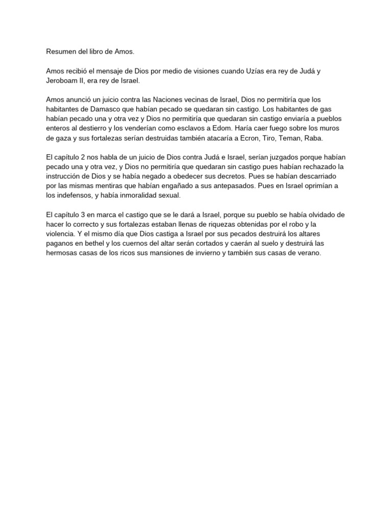 Resumen Del Libro de Amos | PDF