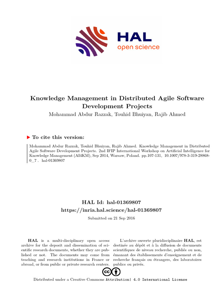 Knowledge Management in Distributed Agile Software Development Projects | PDF | Scrum (Software ...