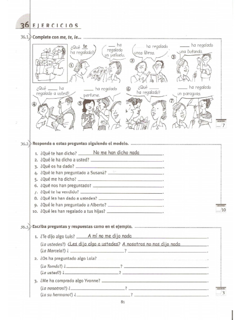 Ejercicio - Complemento Indirecto | PDF