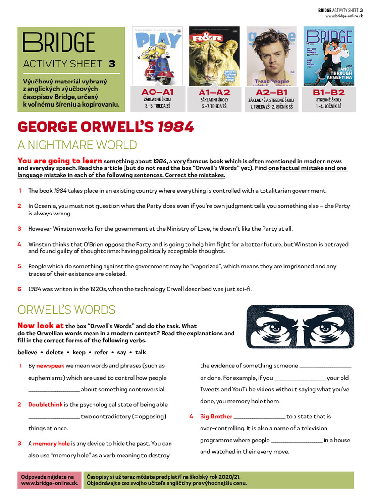 George Orwell - BRIDGE-ACTIVITY-SHEET-03-SK | PDF