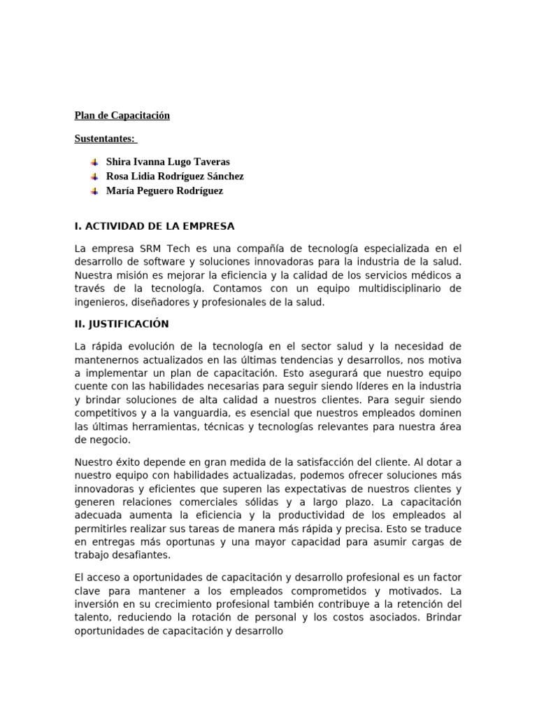 Plan de Capacitación SMR TECH | PDF | Business | Calidad (comercial)