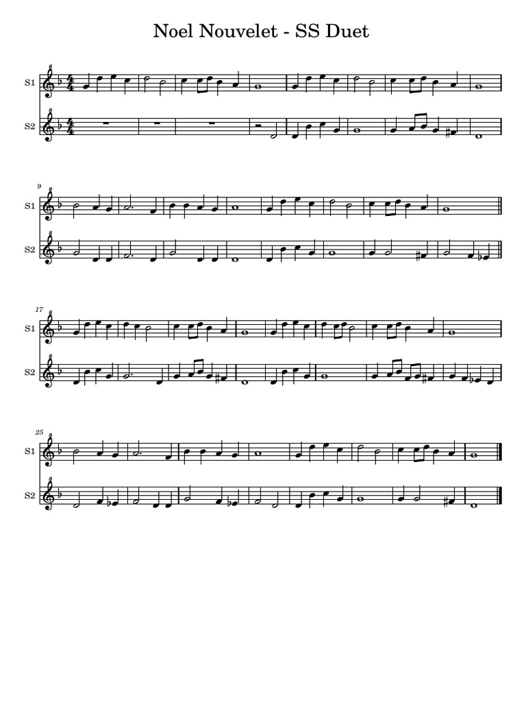 Noel Nouvelet - SS Recorder Duet | PDF
