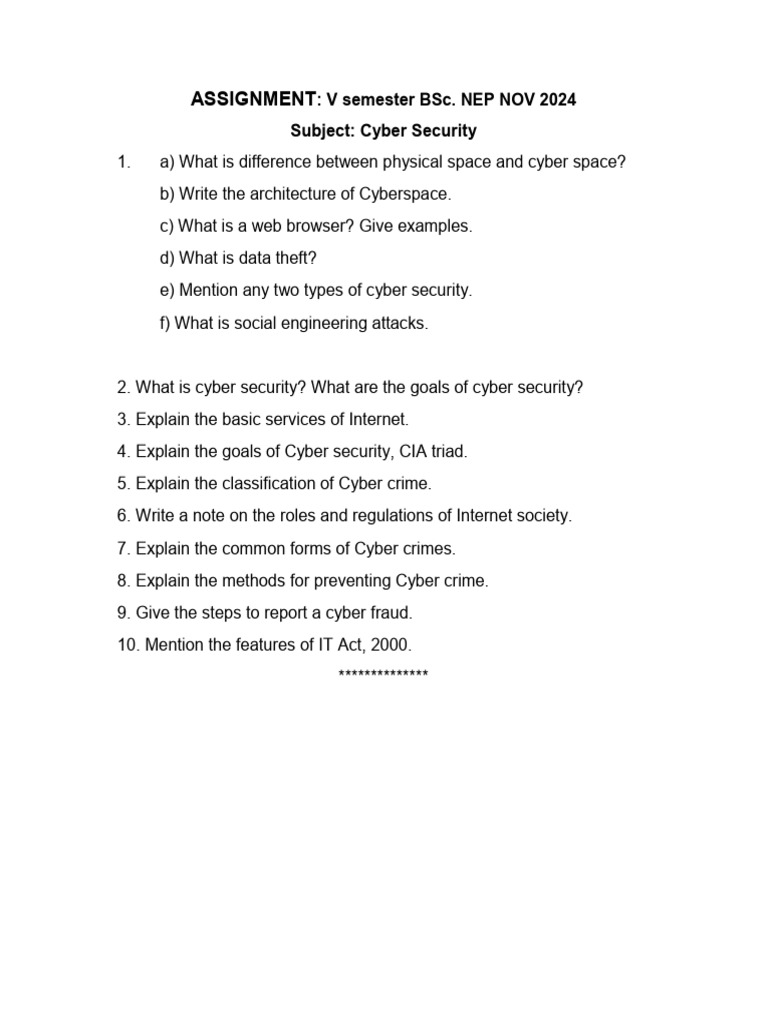 Cyber Security Assignment Guide 2024 | PDF