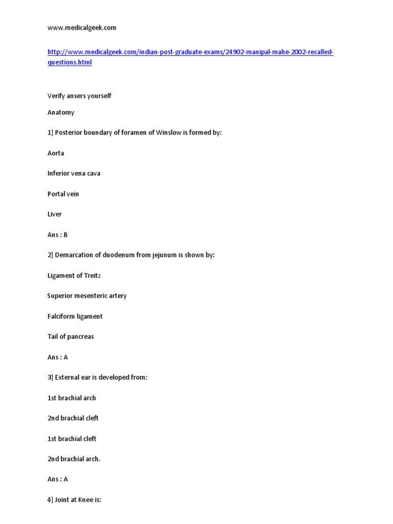 Manipal 2002-Medicalgeek | PDF | Vertebra | Vertebral Column