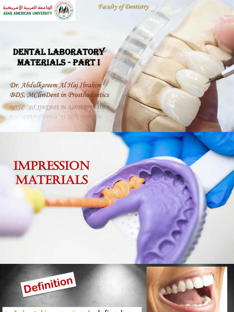 Dental Impression Materials Overview | PDF | Plaster | Materials