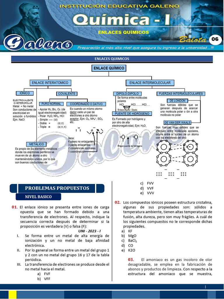 Tipos de Enlaces Químicos y Actividades | PDF | Enlace químico ...