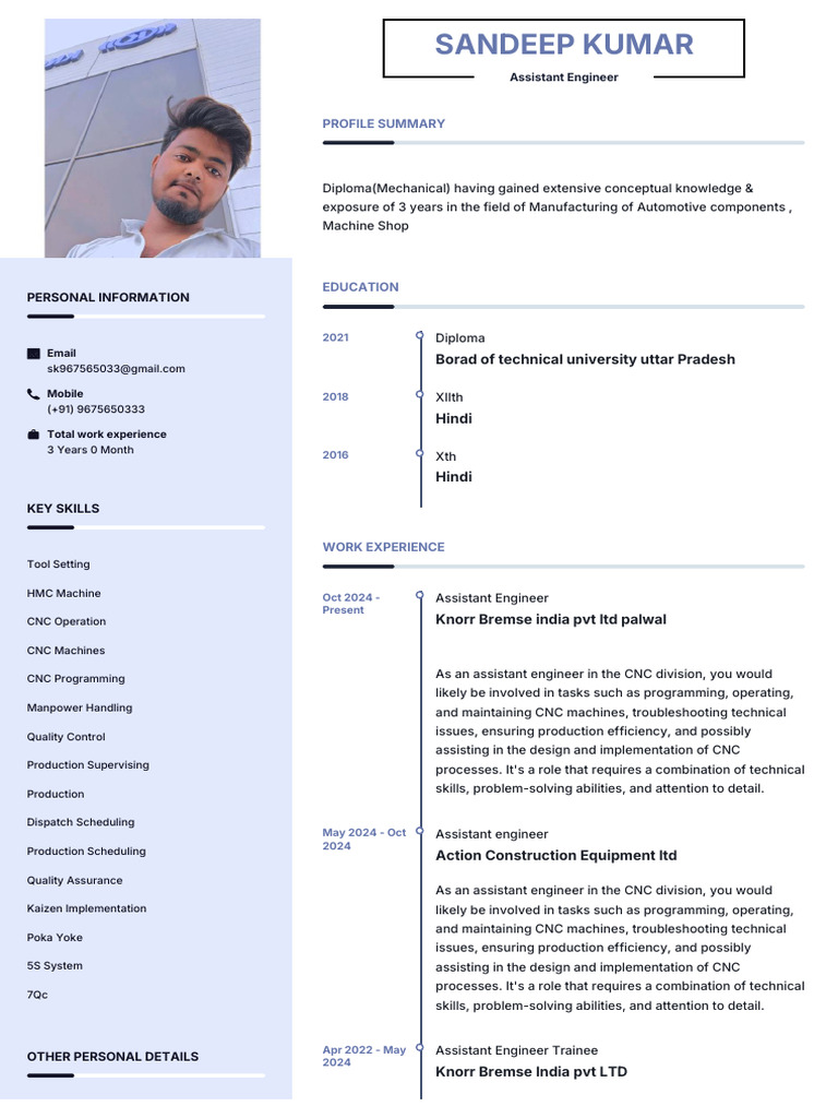 NAUKRI_SANDEEP_KUMAR_1734430927312_SANDEEP KUMAR | PDF | Mechanical Engineering