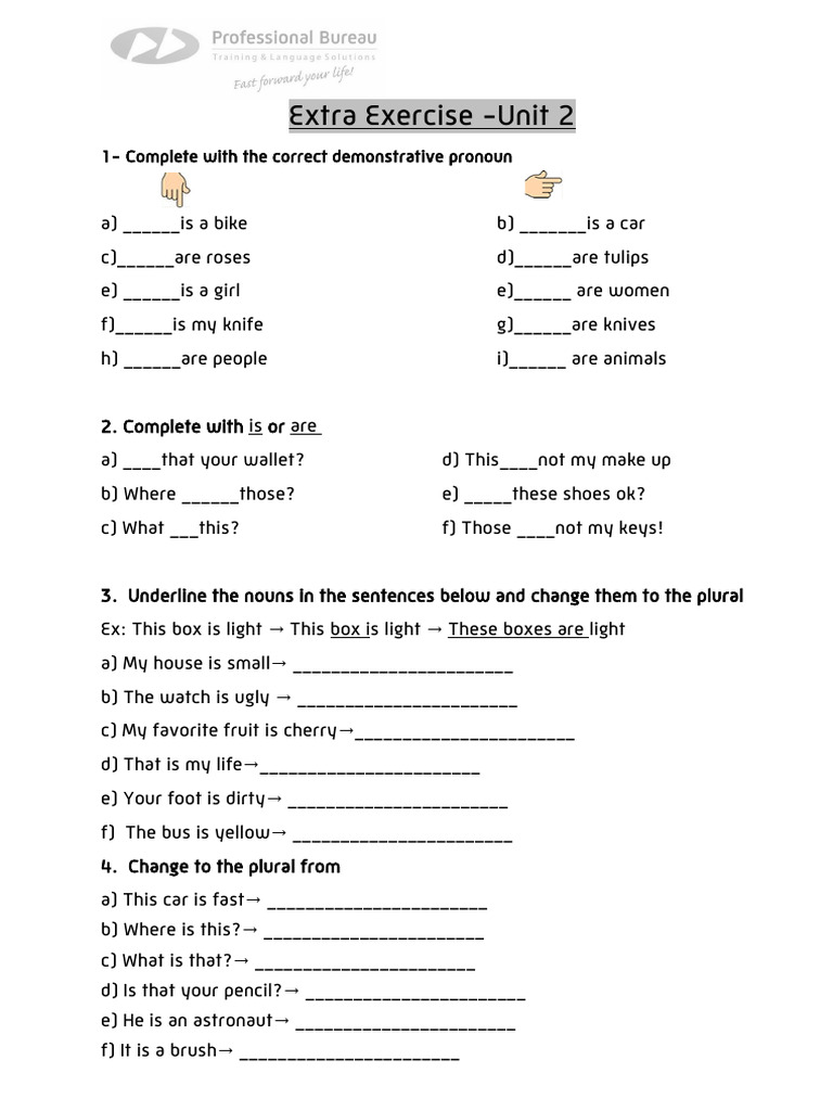 Exercise Demonstrative Pronouns 2 | PDF | Language Mechanics ...