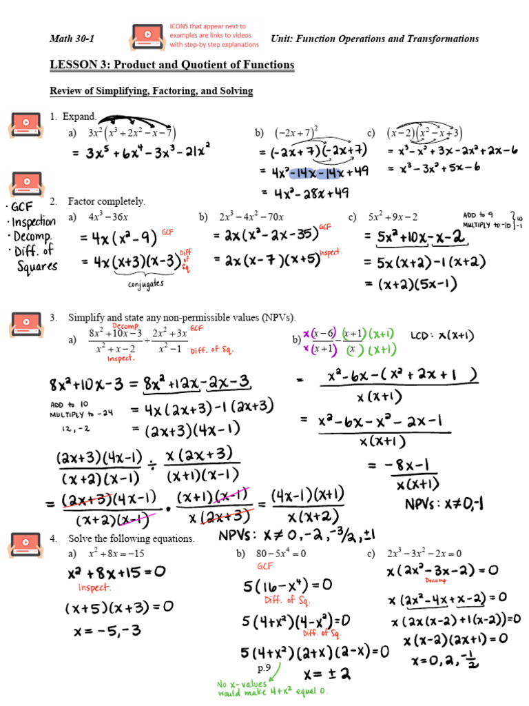 Unit 1 Product and Quotient Solutions | PDF | Function (Mathematics ...
