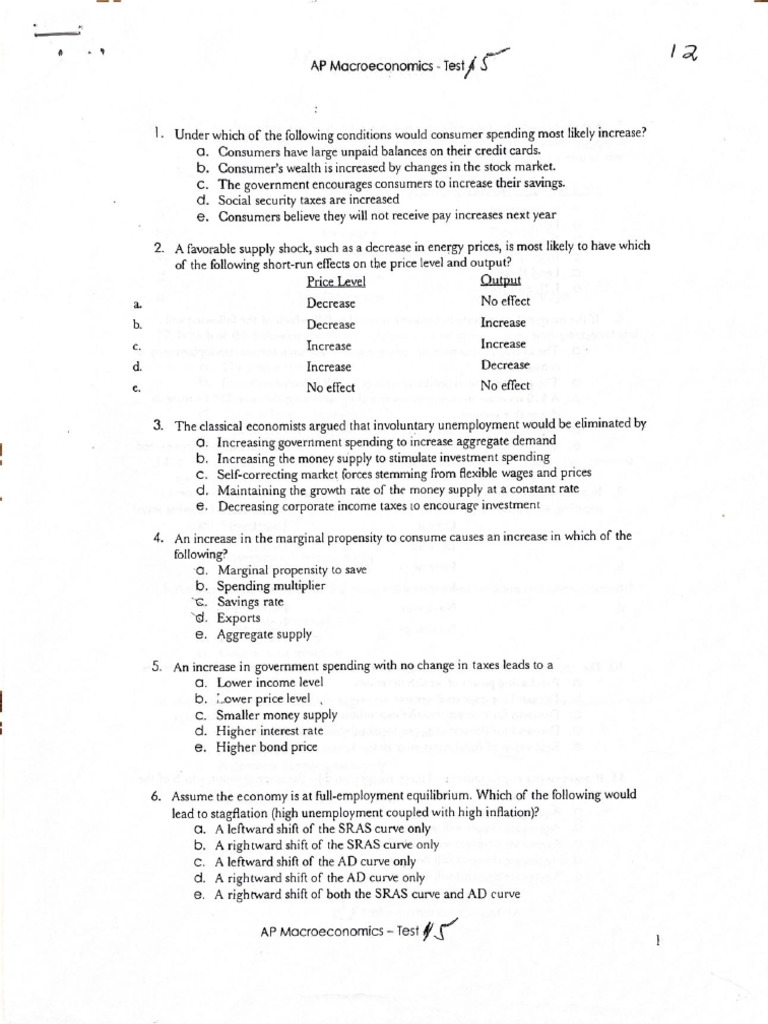 AP Econ Unit 3 Exam Pages 1,3,5 | PDF