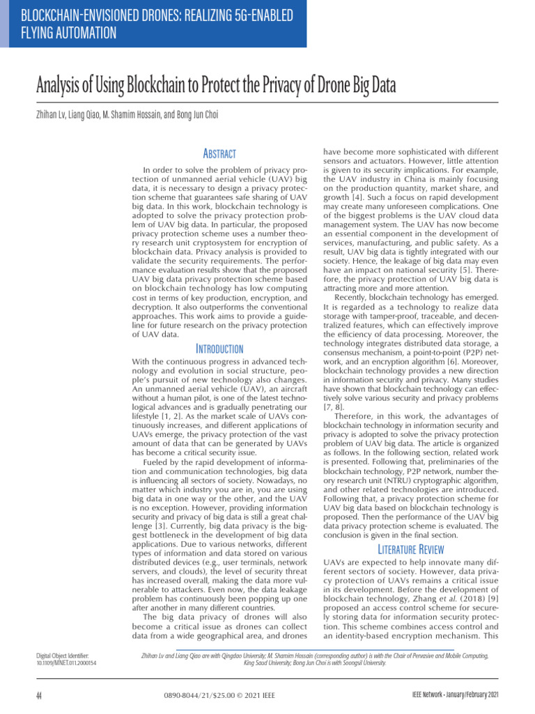 Analysis of Using Blockchain To Protect The Privacy of Drone Big Data ...