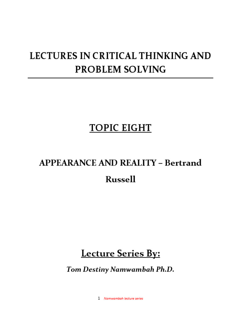 Understanding Appearance vs. Reality | PDF | Idealism | Experience