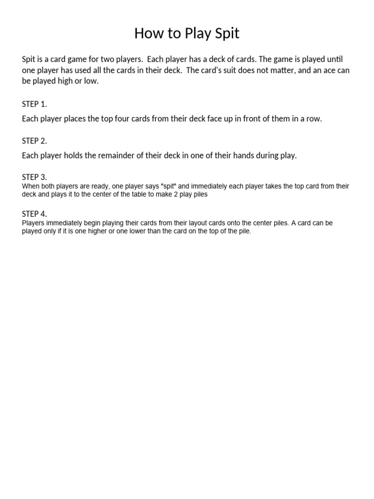 How To Play Spit | PDF