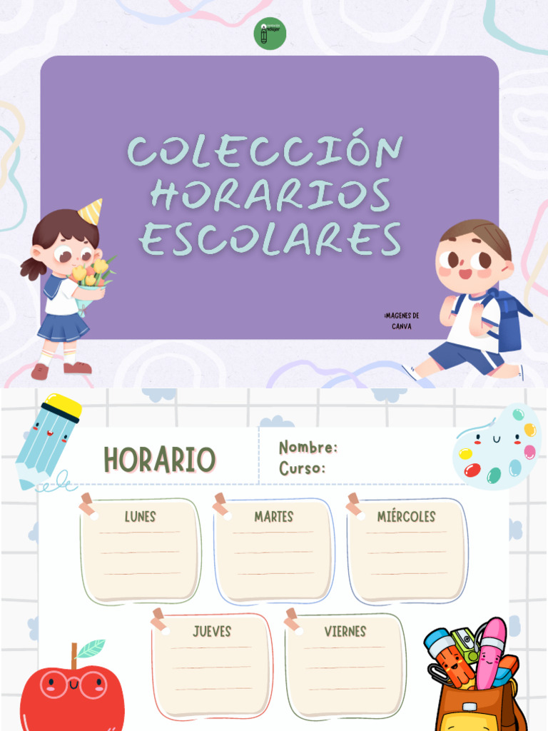 Coleccion Horarios Escolares EDITABLES y en PDF | PDF