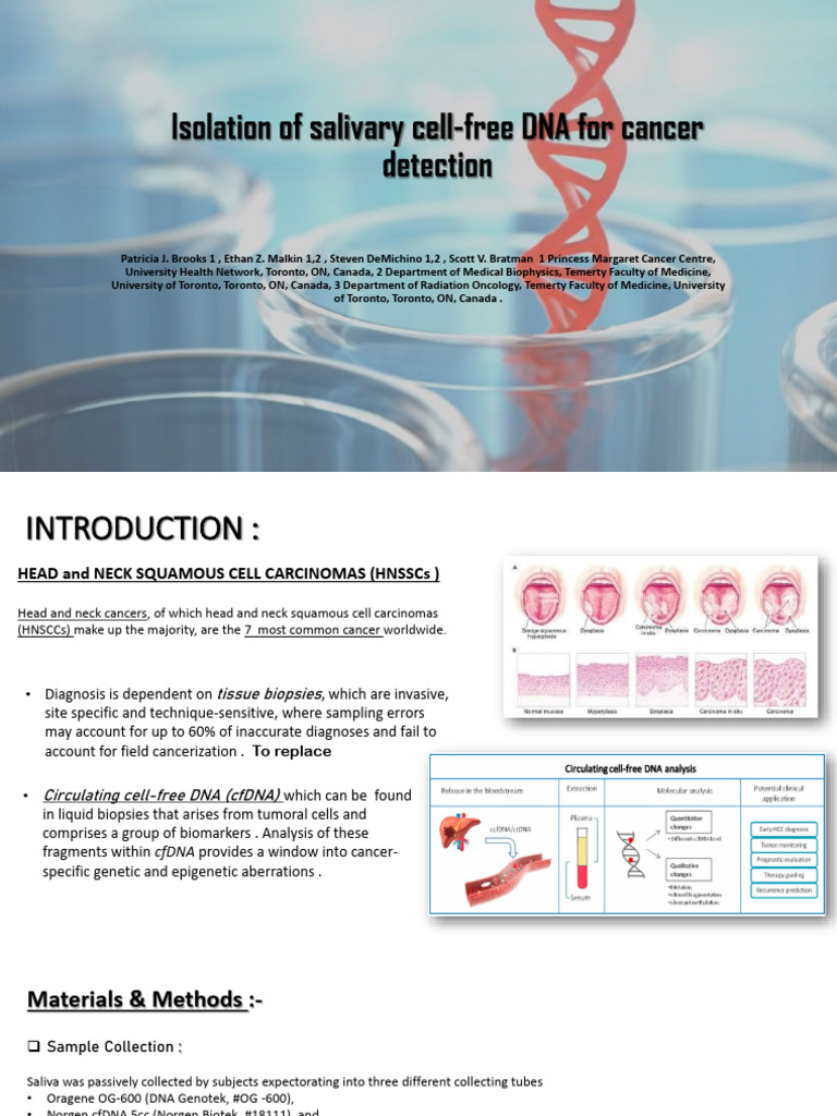 Isolation of Salivary Cell-Free DNA For Cancer | PDF | Head And Neck ...