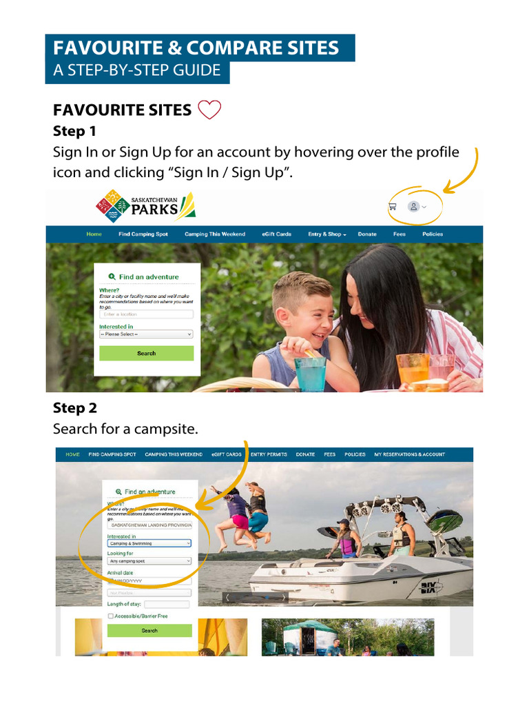How To - Favourite and Compare Sites | PDF