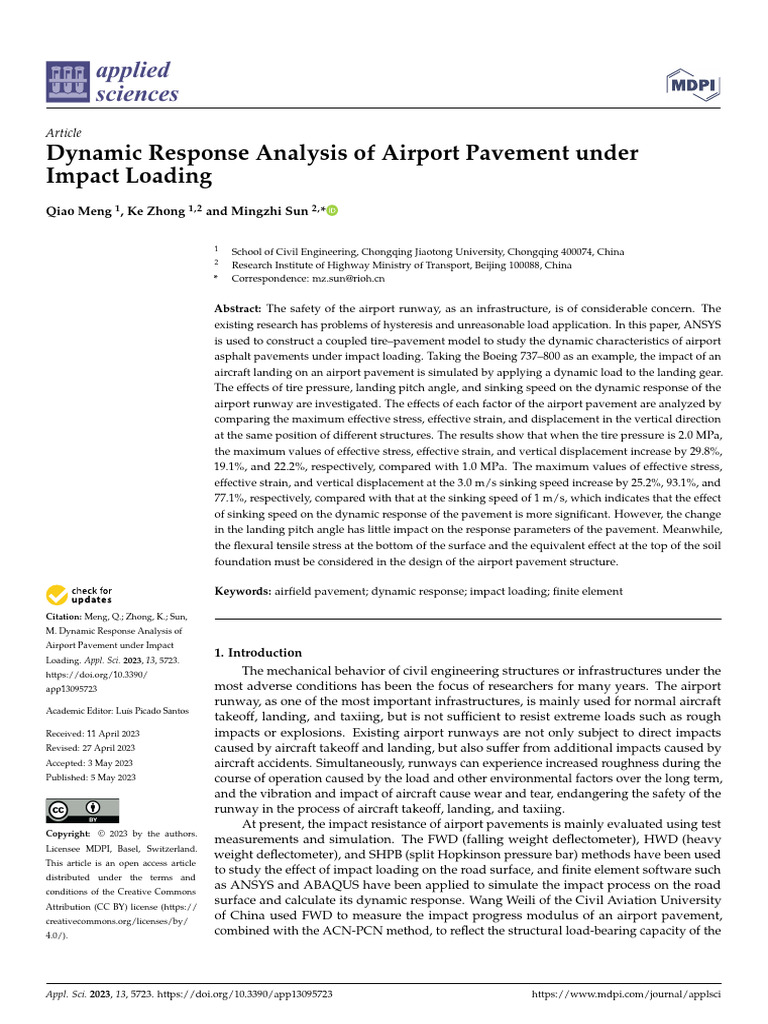 Dynamic Response Analysis of Airport Pavement Under | PDF | Road Surface | Finite Element Method