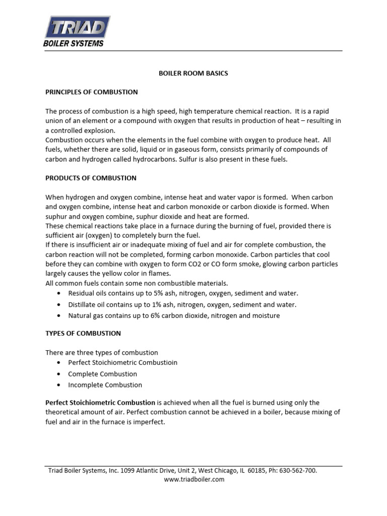 Boiler Room Basics | PDF | Combustion | Boiler