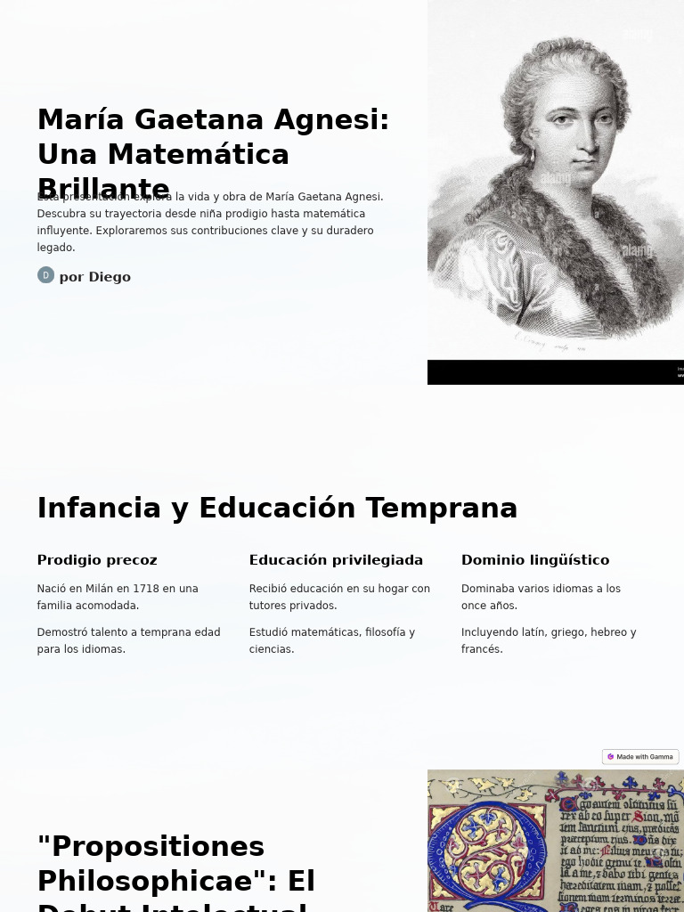 Maria Gaetana Agnesi Una Matematica Brillante | PDF | Matemáticas