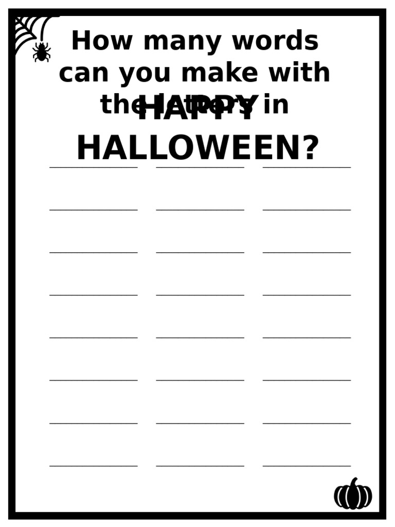 Halloween Word Challenge | PDF