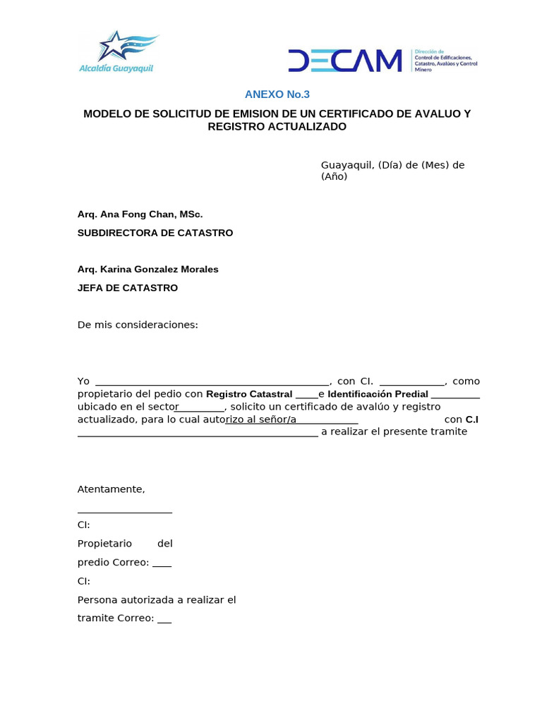 2021-07-20 Modelo de Solicitud de Emision de Un Certificado de Avaluo y Registro-Rurales | PDF