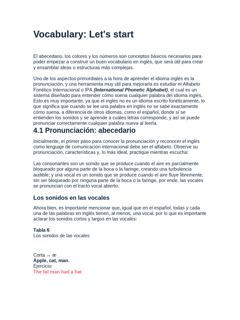Vocabulary | PDF | Vocal | Alfabeto