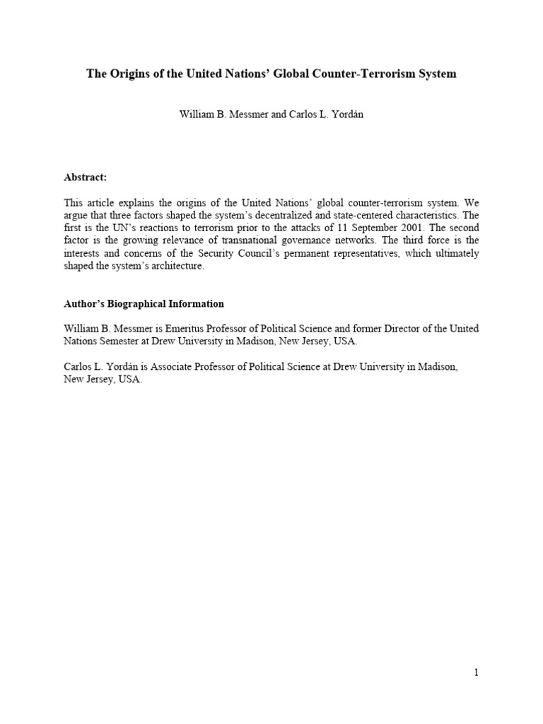 The Origins of The Global Counter - Terrorism Systeme | PDF | National ...