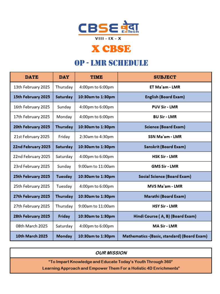 X Cbse LMR 2024-2025 (Op) | PDF