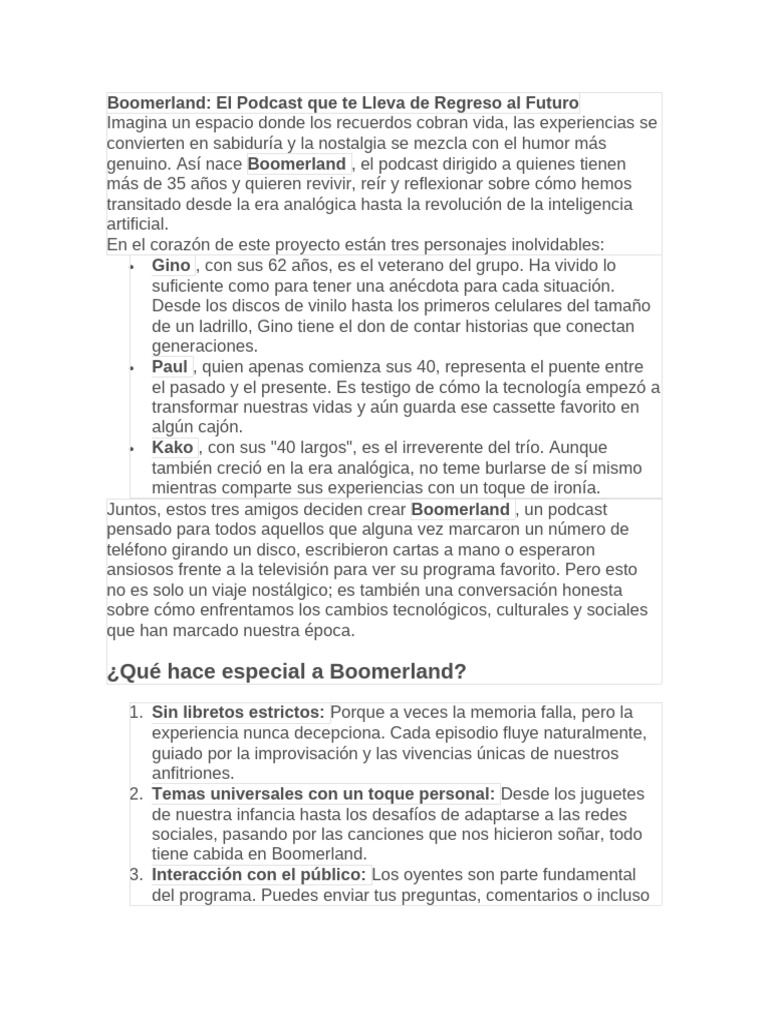 Brochoure Boomerland | PDF