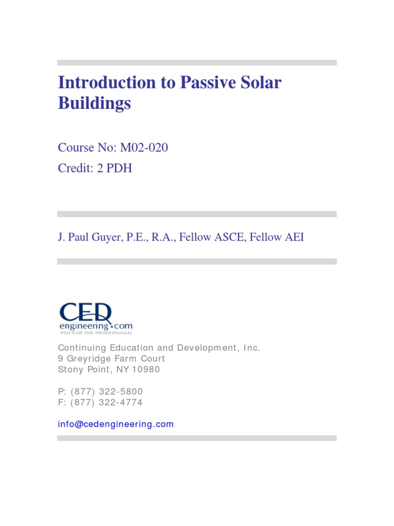 An Introduction To Passive Solar Buildings | PDF