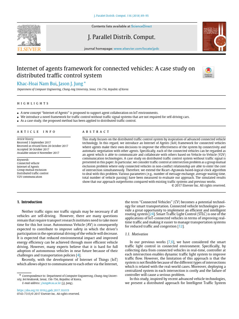 Internet of Agents Framework For Connected Vehicles A Case Study On Distributed Traffic Control ...