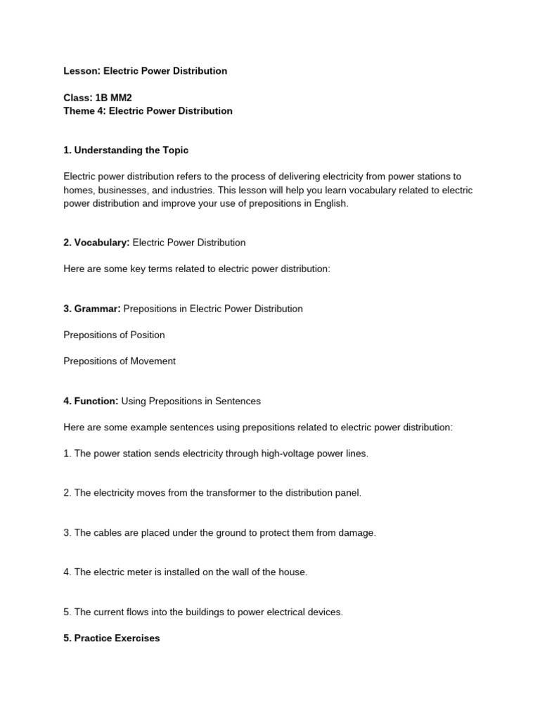 Lesson - Electric Power Distribution | PDF