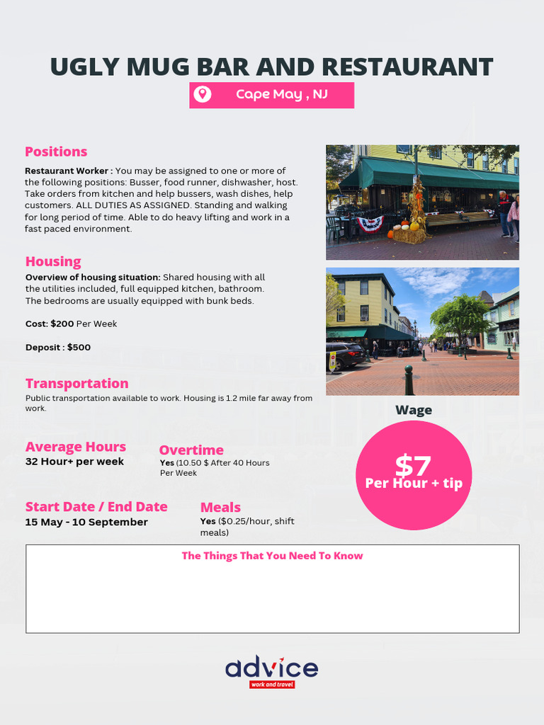 Restaurant Job with Housing in NJ | PDF