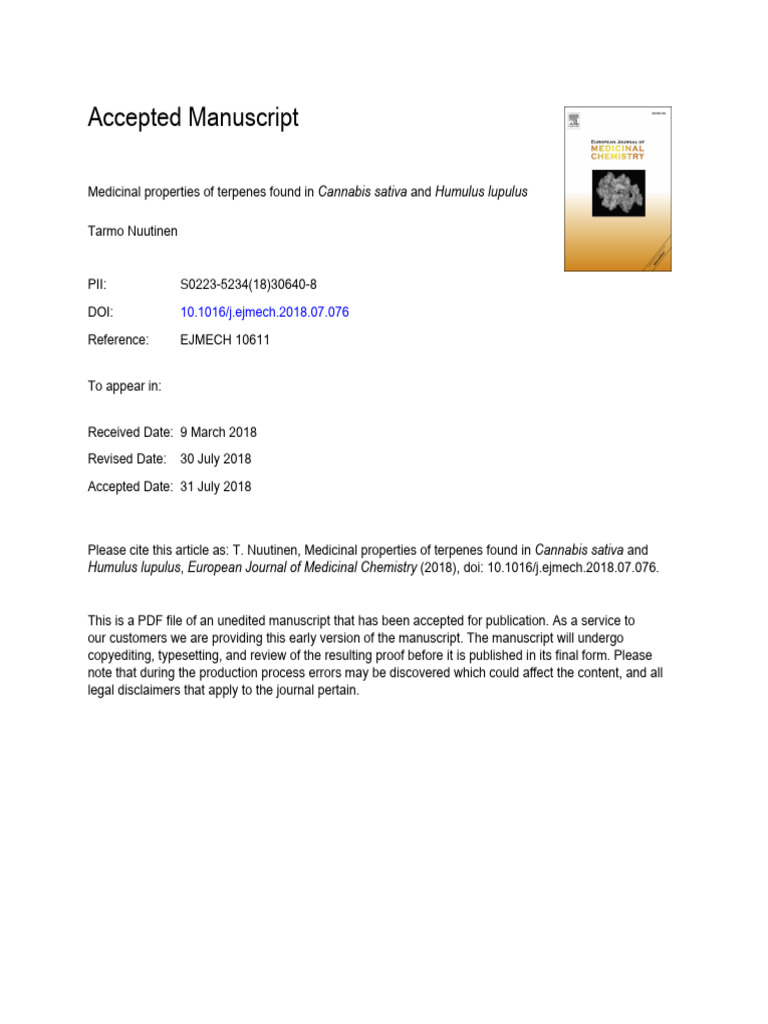 Medicinal Properties of Terpenes Found in Cannabis Sativa and Humulus ...