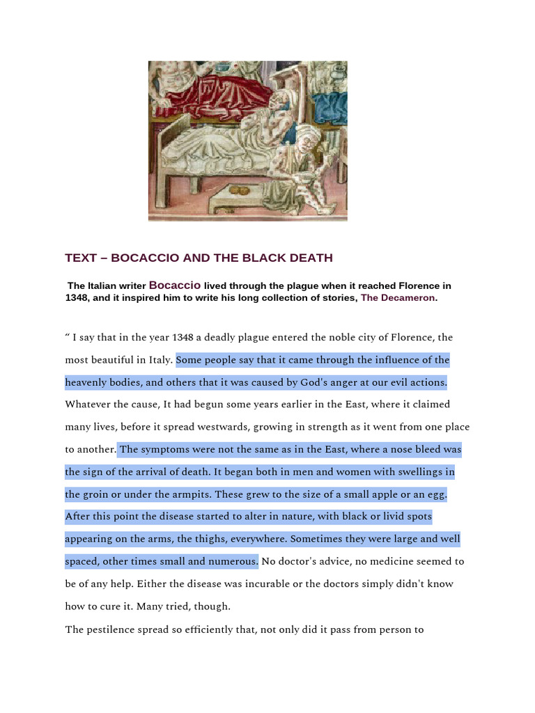 Text - Bocaccio and The Black Death | PDF | Black Death