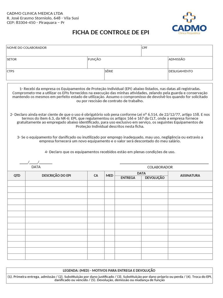 Ficha de Epi | PDF