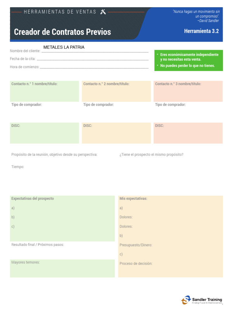 Herramienta Contrato previo | PDF