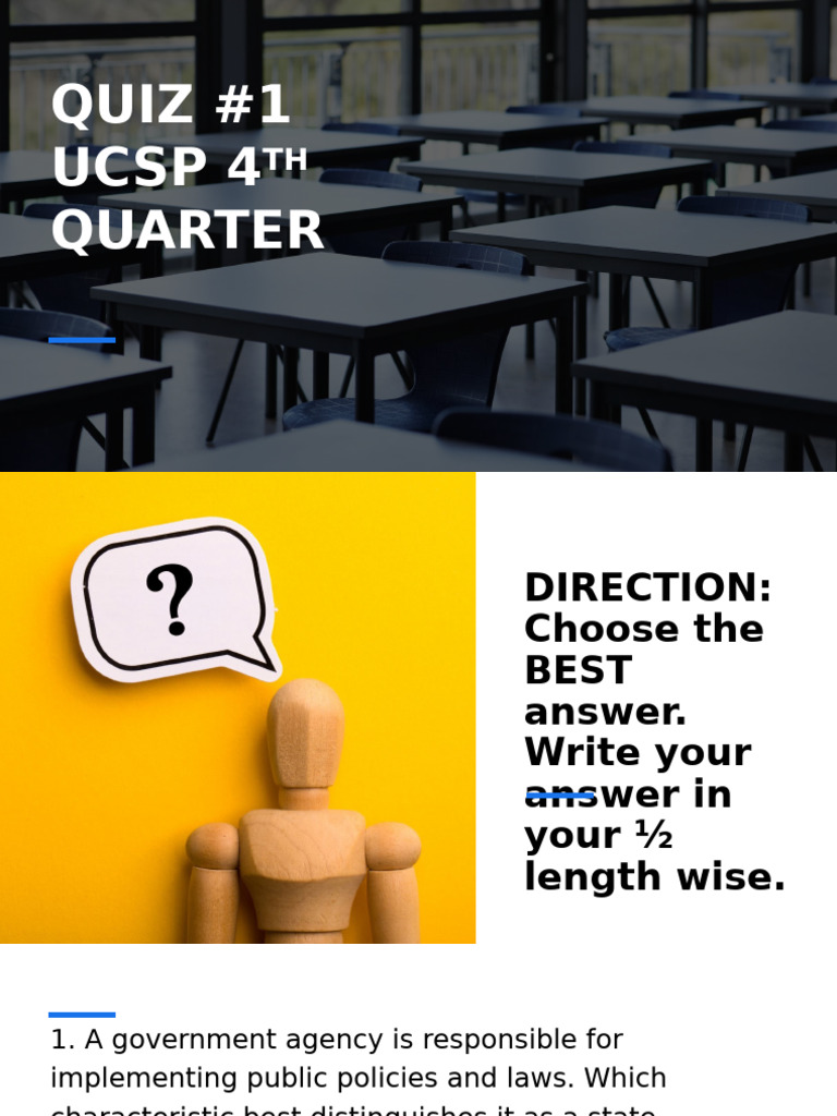4TH Quarter Quiz 1 Ucsp | PDF | Governance | Policy