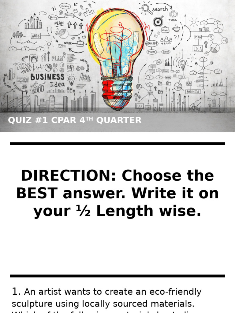 4th Quarter Quiz 1 CPAR | PDF | Textiles | Wood