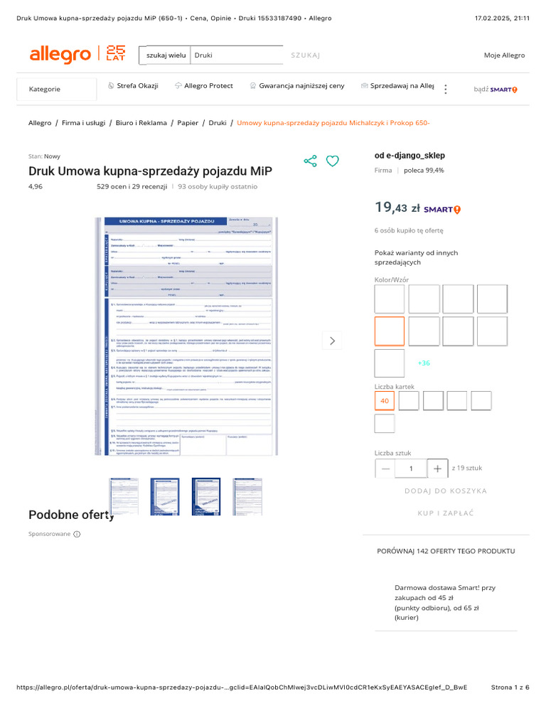 Druk Umowa kupna-sprzedaży pojazdu MiP (650-1) • Cena, Opinie • Druki 15533187490 • Allegro | PDF