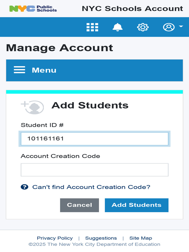 Add Students - NYC Schools Account 2 | PDF