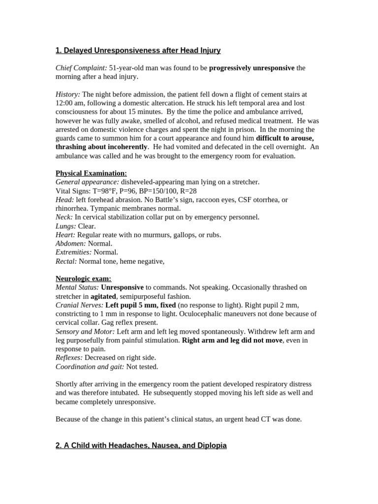 Neurological Case Studies 1 | PDF | Headache | Neurology